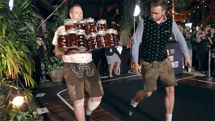 Video: German breaks world record by carrying 26 full beer steins at ...