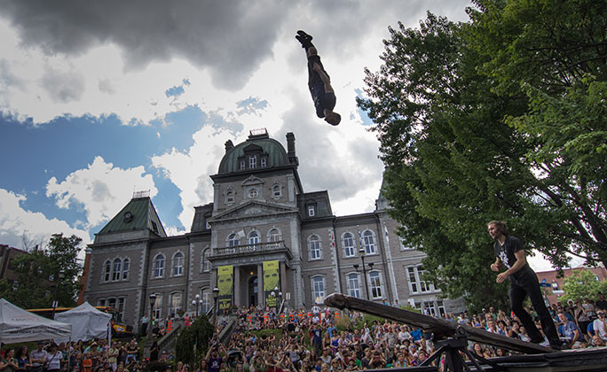 Video: Canadian acrobats attempt backflips record on a teeter-totter ...