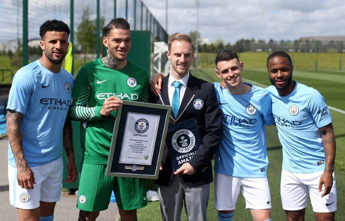 Watch Man City’s Ederson smash drop kick title as yet more records go ...