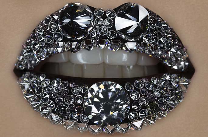 These sparkling lips are encrusted with the most valuable lip art ...