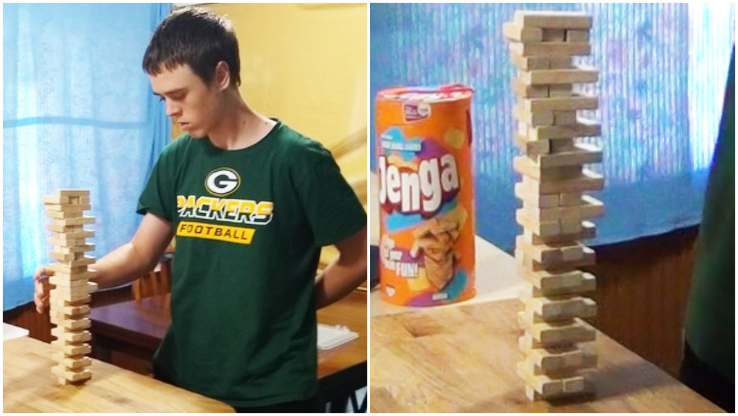 Teen smashes Jenga record by removing 32 blocks in one minute