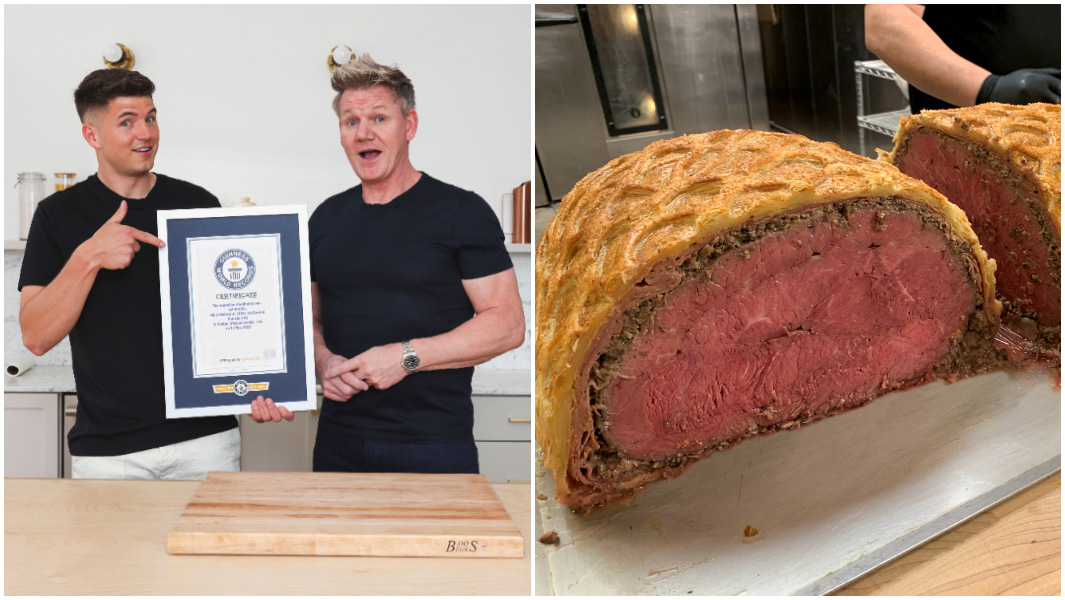 Gordon Ramsay helps Nick DiGiovanni create world's largest beef wellington