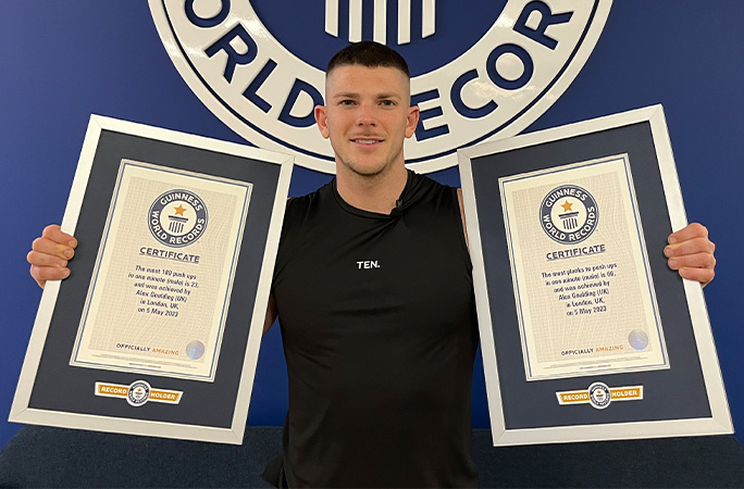 Fitness fanatic Alex Goulding attempts two punishing push up records ...