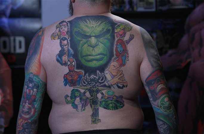 Two strangers break the same record with 34 Marvel tattoos each ...