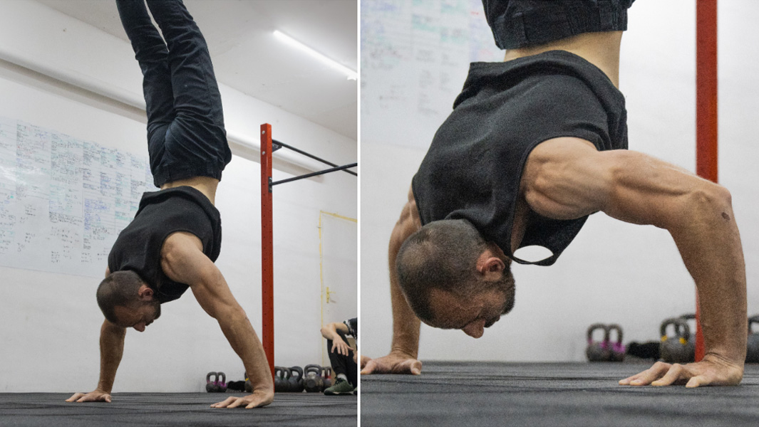 Strength coach performs record-breaking number of handstand push ups