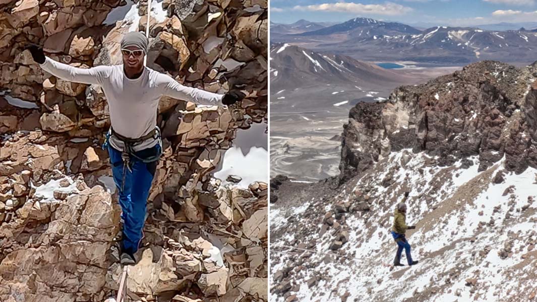 Adventurer breaks record with daring highline walk across world’s ...