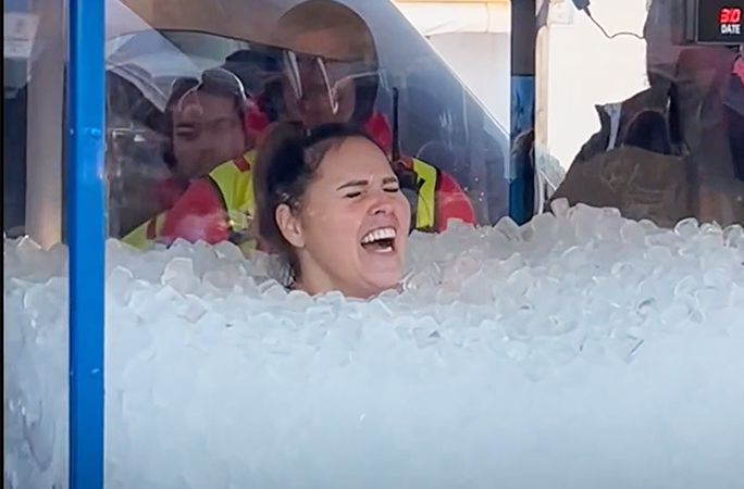 Woman endures extreme cold in ice box for three hours to set record ...