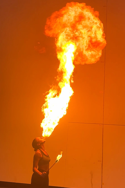 Fire-breathing circus performer says fear motivates her as she breaks ...