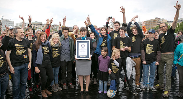 Swiss group creates largest poster ever to support vote for basic ...