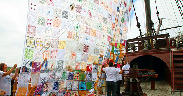 Largest ever bobbin lace is unveiled in Portuguese town to celebrate ...