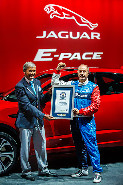 Jaguar and pro stunt driver Terry Grant achieve world's farthest barrel ...