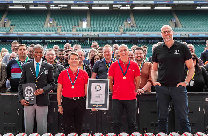 2,030 rugby balls used to create largest mosaic logo | Guinness World ...