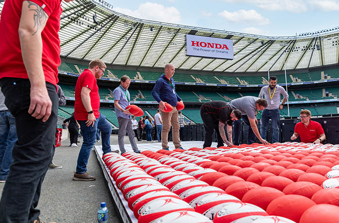 2,030 rugby balls used to create largest mosaic logo | Guinness World ...