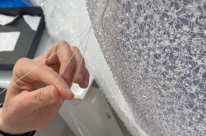 Sparkling wedding dress with over 50,000 crystals took 200 hours to sew ...
