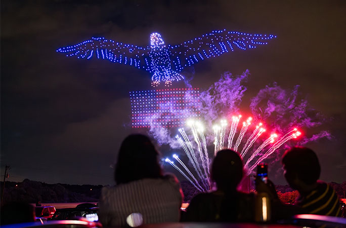Patriotic drone show lights up the sky with record-breaking aerial message | Guinness World Records