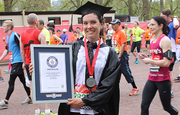 Fastest marathon in a graduation gown (female) | Guinness World Records