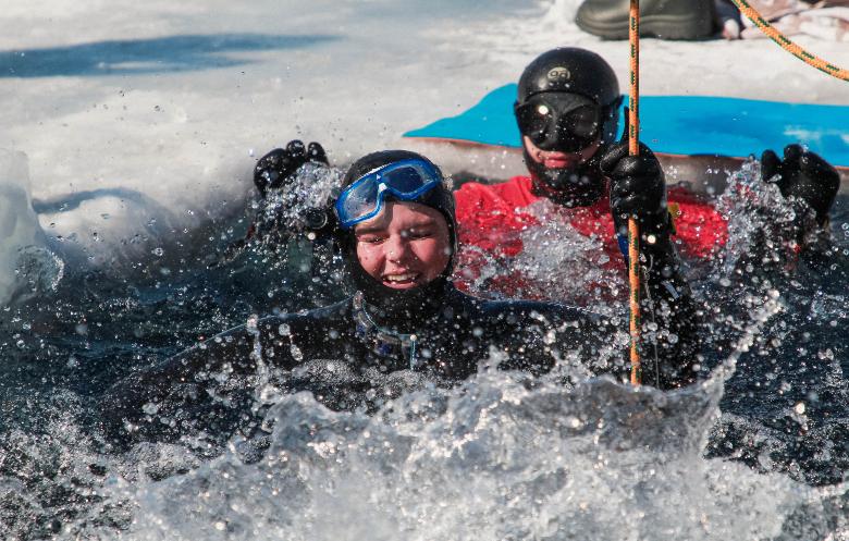 Deepest dive under ice - breath held (fins and diving suit) by a female ...