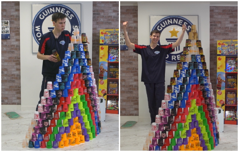 Fastest time to build a 171 cup pyramid | Guinness World Records