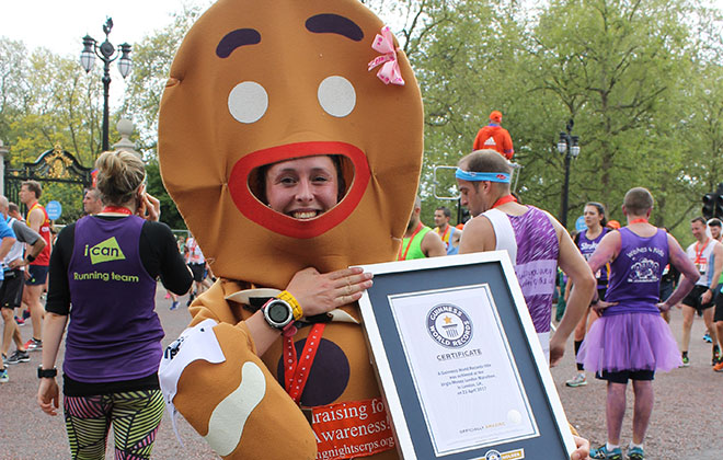 Fastest marathon dressed as a gingerbread person (female) | Guinness ...