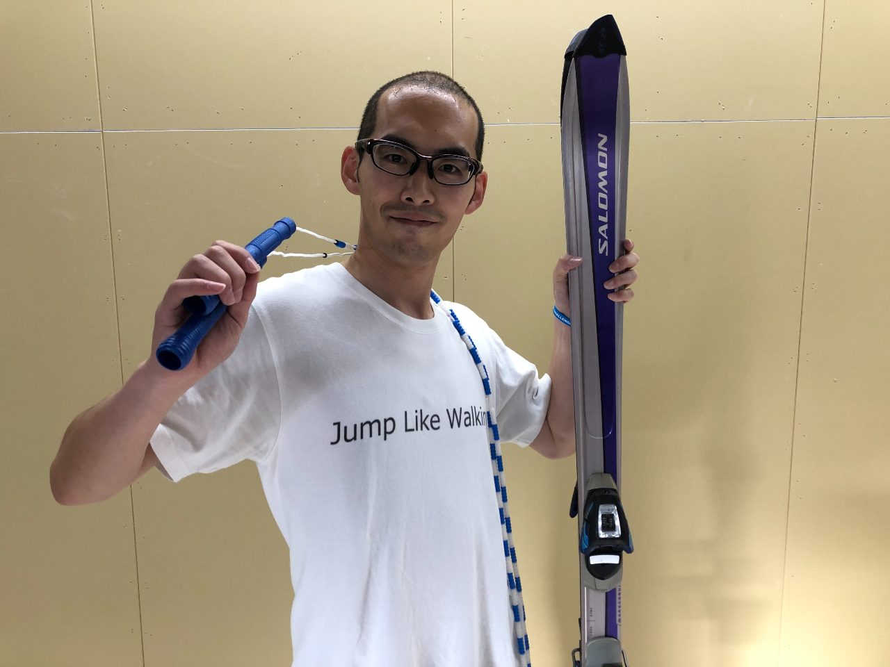 Most skips of a rope wearing ski boots and skis in one minute ...