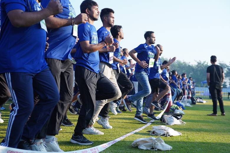 Most people running in place simultaneously (multiple venues ...