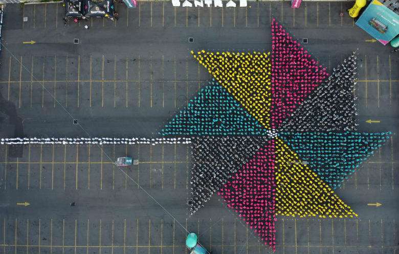 Largest human image of a pinwheel | Guinness World Records