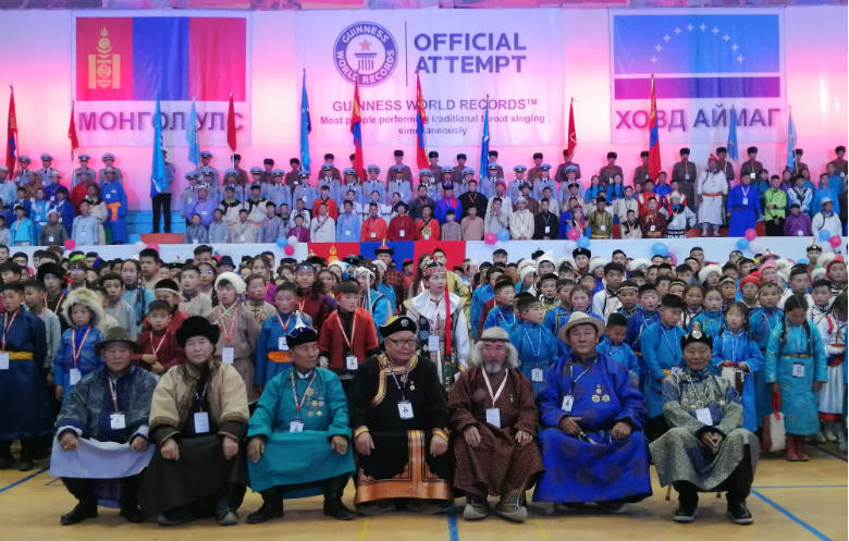 Most people performing traditional throat singing simultaneously ...