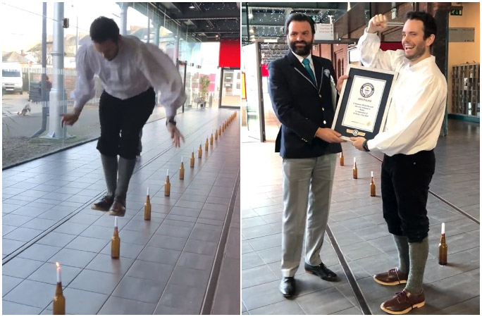 Most candles extinguished by jump heel clicks in one minute | Guinness ...