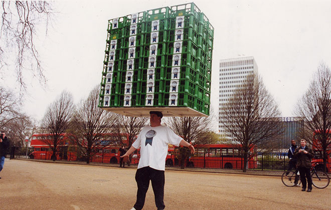 Most milk crates balanced on the head | Guinness World Records