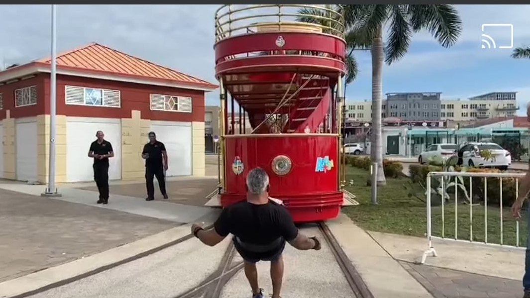 Fastest 20 m tram pull with teeth (male) | Guinness World Records