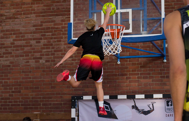 Most basketball slam dunks by a team using a trampoline in one minute ...