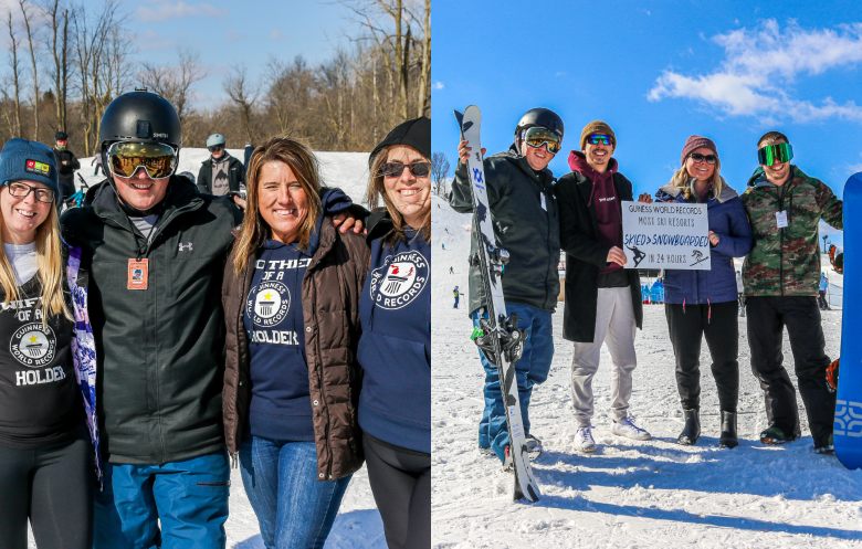 Most ski resorts snowboarded in 24 hours | Guinness World Records