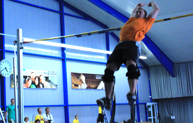Highest jump on spring loaded stilts | Guinness World Records
