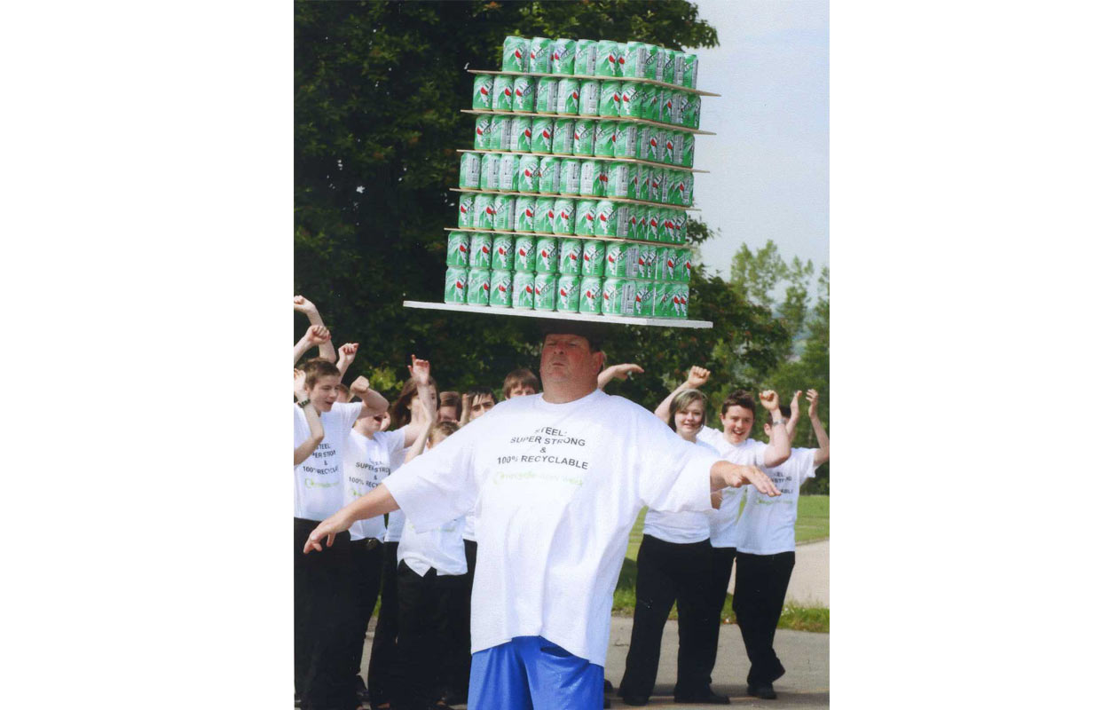 Most drink cans balanced on the head | Guinness World Records